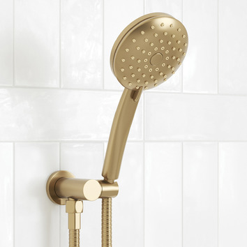 Temple & Webster Clovelly Brushed Gold Round Hand-Held Shower