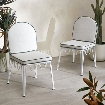 Temple & Webster Shelly Wavy Steel Outdoor Dining Chairs