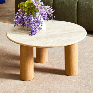 Temple & Webster Arabella Travertine Stone Coffee Table