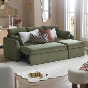 Temple & Webster Carter 4 Seater Queen Sofa Bed with Reversible Chaise