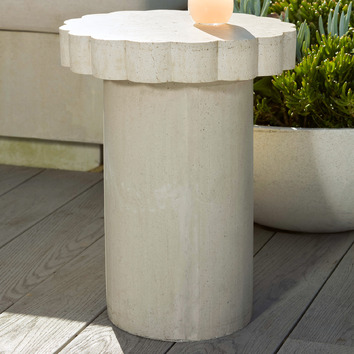 Temple & Webster Clovelly Travertine-look Outdoor Side Table