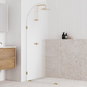 Blanca Left Fluted Glass Arch Shower Screen | Temple & Webster