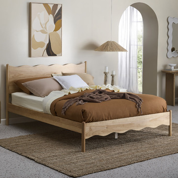 Temple & Webster Sadie Wavy Pine Wood Bed