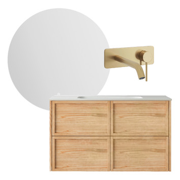 Temple & Webster Cali 900mm Vanity Package with Round LED Mirror