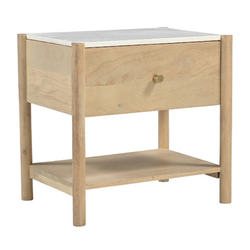 Maya Marble & Mango Wood Bedside Table | Temple & Webster
