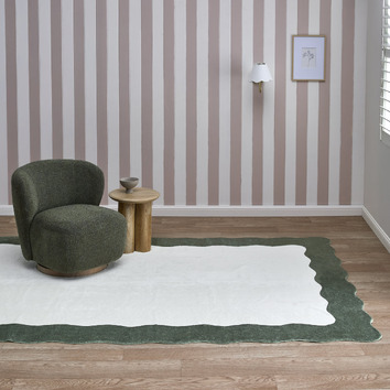 Temple & Webster Olive Skyler Wavy Machine Washable Rug