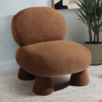Caramel Barney Boucle Accent Chair | Temple & Webster