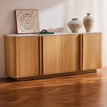 Talia 4 Door Travertine-Look Sideboard | Temple & Webster