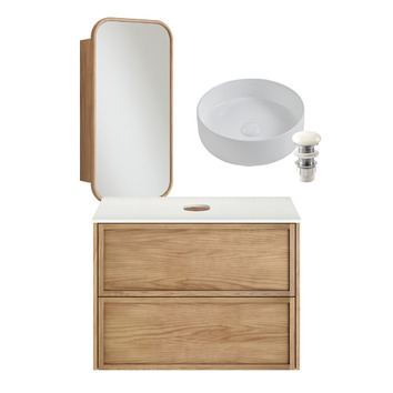 Temple & Webster Cali 750mm Above Counter Vanity Package with Rectangle ...