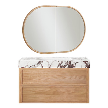 Temple & Webster Viola-Look 900mm Wall Hung Vanity Package with Oval ...