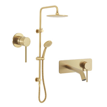 Temple & Webster Clovelly 200mm Brushed Gold Wall Tapware & Shower Package