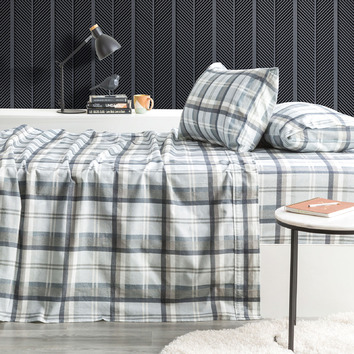 Chiswick Living Heathered Plaid Cotton Sheet Set | Temple & Webster