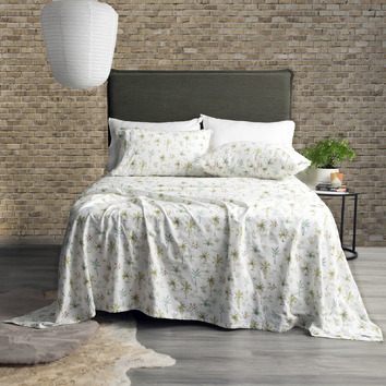 Palm Sorrel Egyptian Cotton Flannelette Sheet Set | Temple & Webster