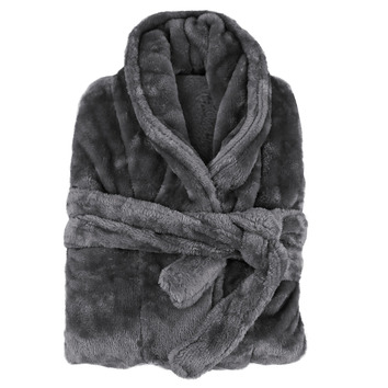 Charcoal Silk Touch Microfibre Bathrobe | Temple & Webster
