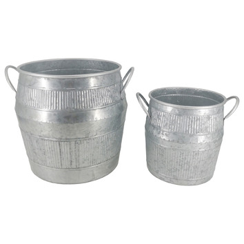 High St. 2 Piece Industro Chic Barrel Plant Pot Set | Temple & Webster