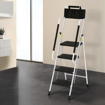 Asuncion 4 Step Steel Ladder with Tool Bag | Temple & Webster