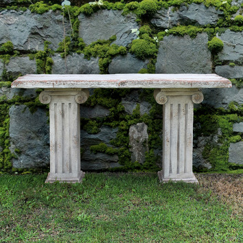 Chartwell Home Tyche Console Top & Sebastian Roman Pillar Sculpture Set ...