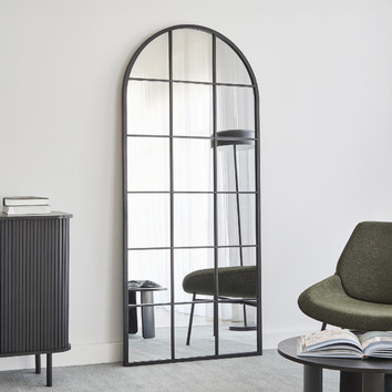 Black Safiya Arched Full Length Mirror | Temple & Webster