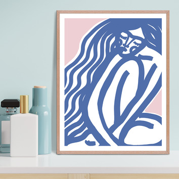 Blue Girl Framed Paper Print Wall Art | Temple & Webster