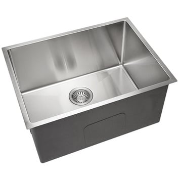 Aguzzo Elon 600mm Single Brushed Satin Kitchen Sink | Temple & Webster