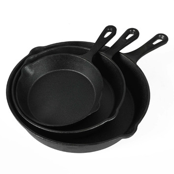 Oakleigh Home 3 Piece Maxwell Cast Iron Fry Pan Set | Temple & Webster