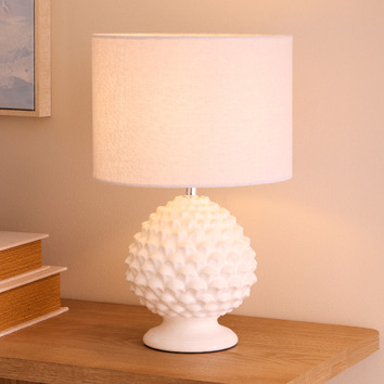 The Home Collective 43cm White Sculpted Knox Table Lamp | Temple & Webster