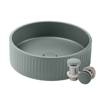 EightQuarters EQ 400mm Round Concrete Basin & Waste Set | Temple & Webster
