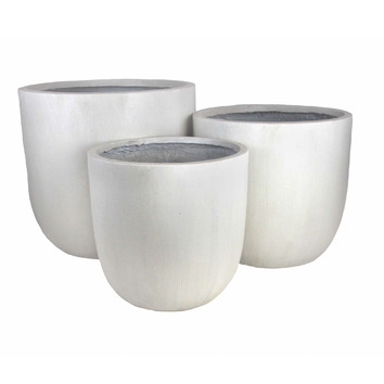 GardenEmporium 3 Piece White Garden Lite Fibre Clay Egg Planter Set ...
