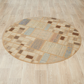 Martiya Hand-Knotted Wool Round Kilim Rug | Temple & Webster