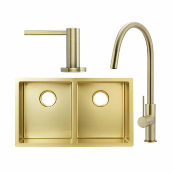 Meir Laura Gold Tapware Kitchen Package | Temple & Webster