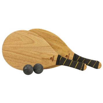 JenjoGames Natural Beach Paddle & Balls Set | Temple & Webster