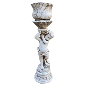 92cm Fargo Boy with Planter Fibrestone Garden Statue | Temple & Webster
