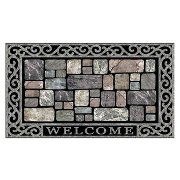 Matfx Grey Welcome Flocked Doormat | Temple & Webster