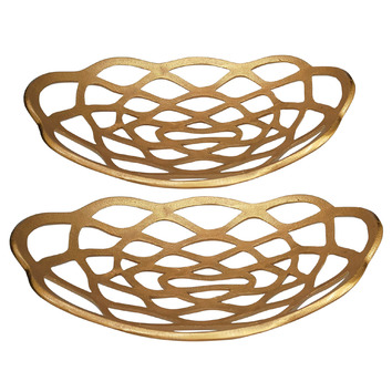 2 Piece Brass Decorative Oval Plate Set | Temple & Webster