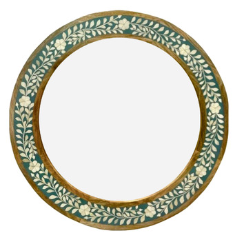 Artisan&Co Poppie Round Mango Wood with Bone Inlay Mirror | Temple ...