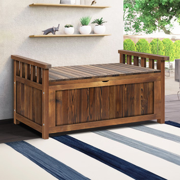 HoxtonRoom 2 Seater Everdeen Fir Wood Outdoor Storage Bench | Temple ...