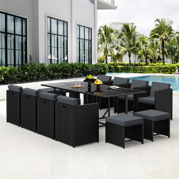 12 Seater Evander Outdoor Dining Table & Chair Set | Temple & Webster
