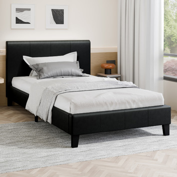 HoxtonRoom Black Kyle Faux Leather Bed | Temple & Webster