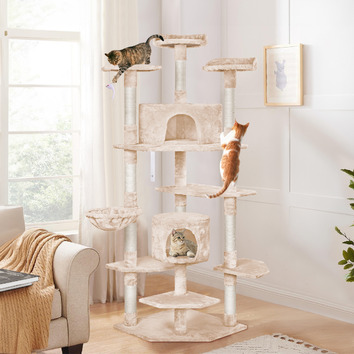 HoxtonRoom 202cm Fir Wood & Plush Cat Scratching Tree | Temple & Webster