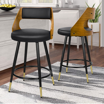 Davian Faux Leather Swivel Bar Stools | Temple & Webster