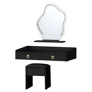2 Piece Audrey Floating LED Dressing Table & Stool Set | Temple & Webster