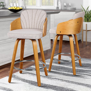 66cm Carson Upholstered Swivel Bar Stools | Temple & Webster
