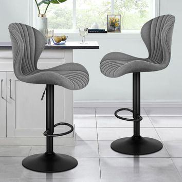 HoxtonRoom Grey Deston Adjustable Bar Stools | Temple & Webster