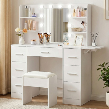 HoxtonRoom 2 Piece Willow Dressing Table & Stool Set | Temple & Webster