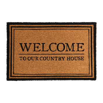 Black Oxford Welcome Country Coir Doormat | Temple & Webster