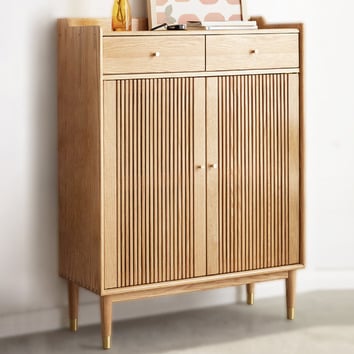 Modern Collective Baros 2 Door Oak Wood Shoe Cabinet | Temple & Webster