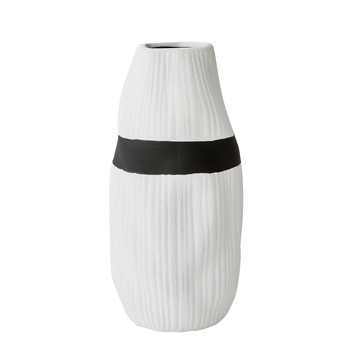 White Striped Ceramic Vase | Temple & Webster