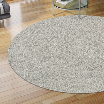 Ruglife Silver Audun Braided Wool Round Rug | Temple & Webster