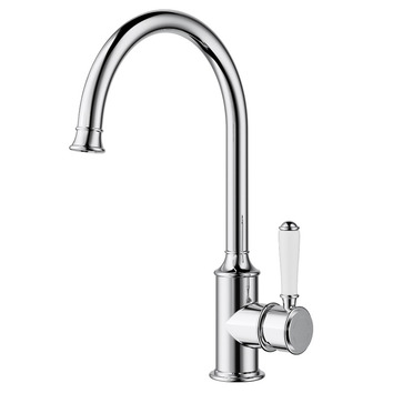 Prime Gooseneck Ceramic Handle Kitchen Sink Mixer | Temple & Webster