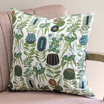 Green Lex Australiana Cotton Canvas Cushion | Temple & Webster